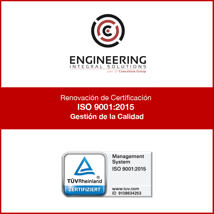 COSCOLLOLA ENGINEERING Renews ISO 9001 Certification and Reinforces its Commitment to Quality ...